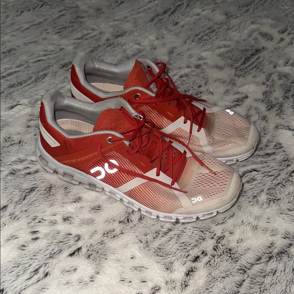 On Running | Shoes | On Running Red And Cream Athletic Shoes | Poshmark